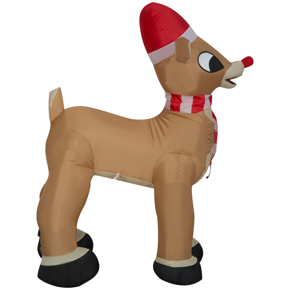 Gemmy Christmas Airblown Inflatable Standing rudolph w/Santa Hat & Sca ...