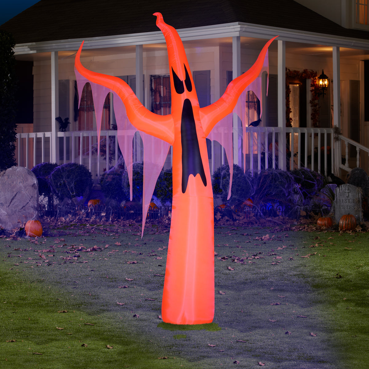 Gemmy Neon Christmas Airblown Inflatable w/ Black Light Orange Ghost G ...