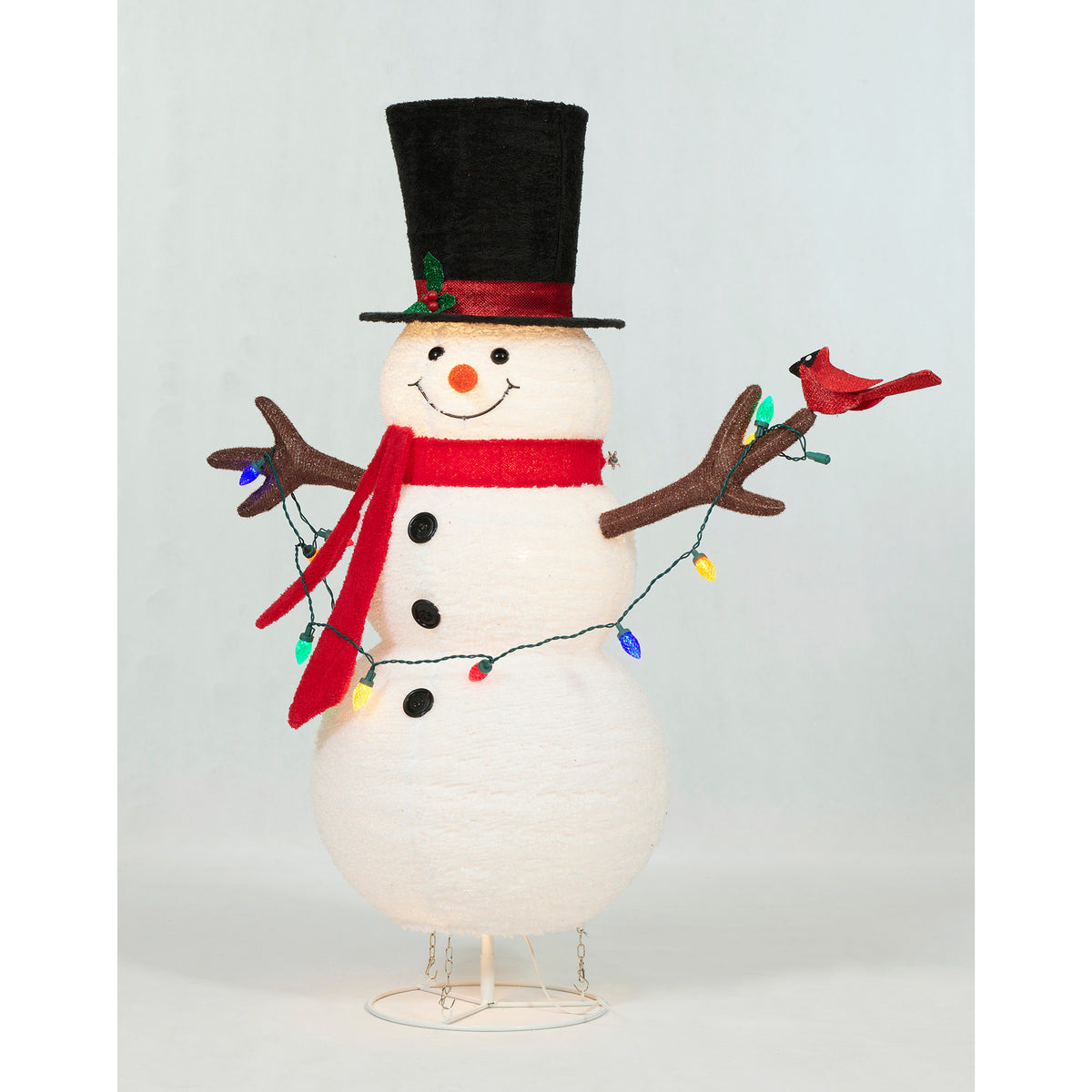 Everstar 48in Pop Up Fluffy Snowman With String Lights Sculpture, Whit ...