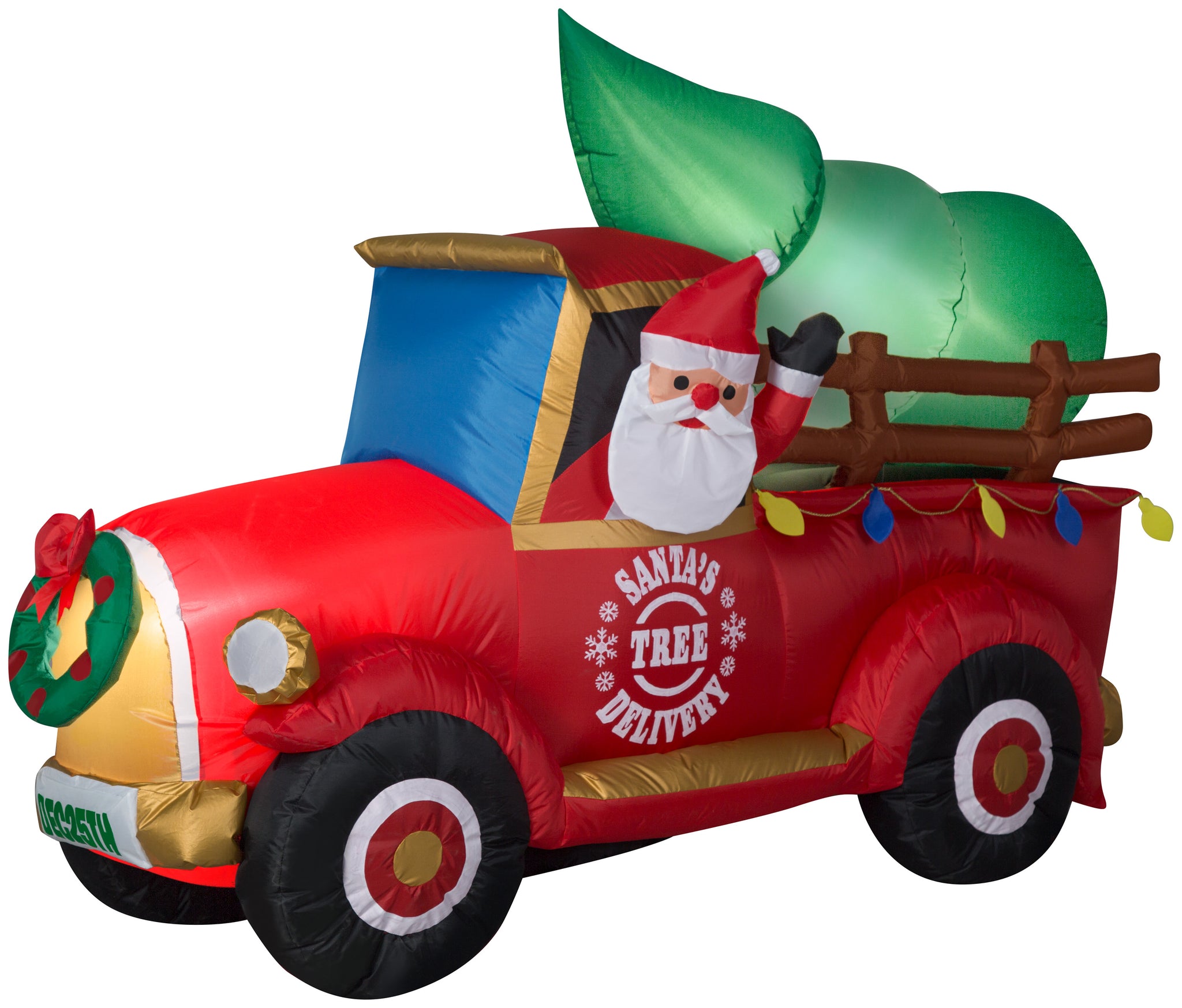 6' Wide Airblown Santa's Tree Delivery Truck Scene Christmas Inflatabl ...