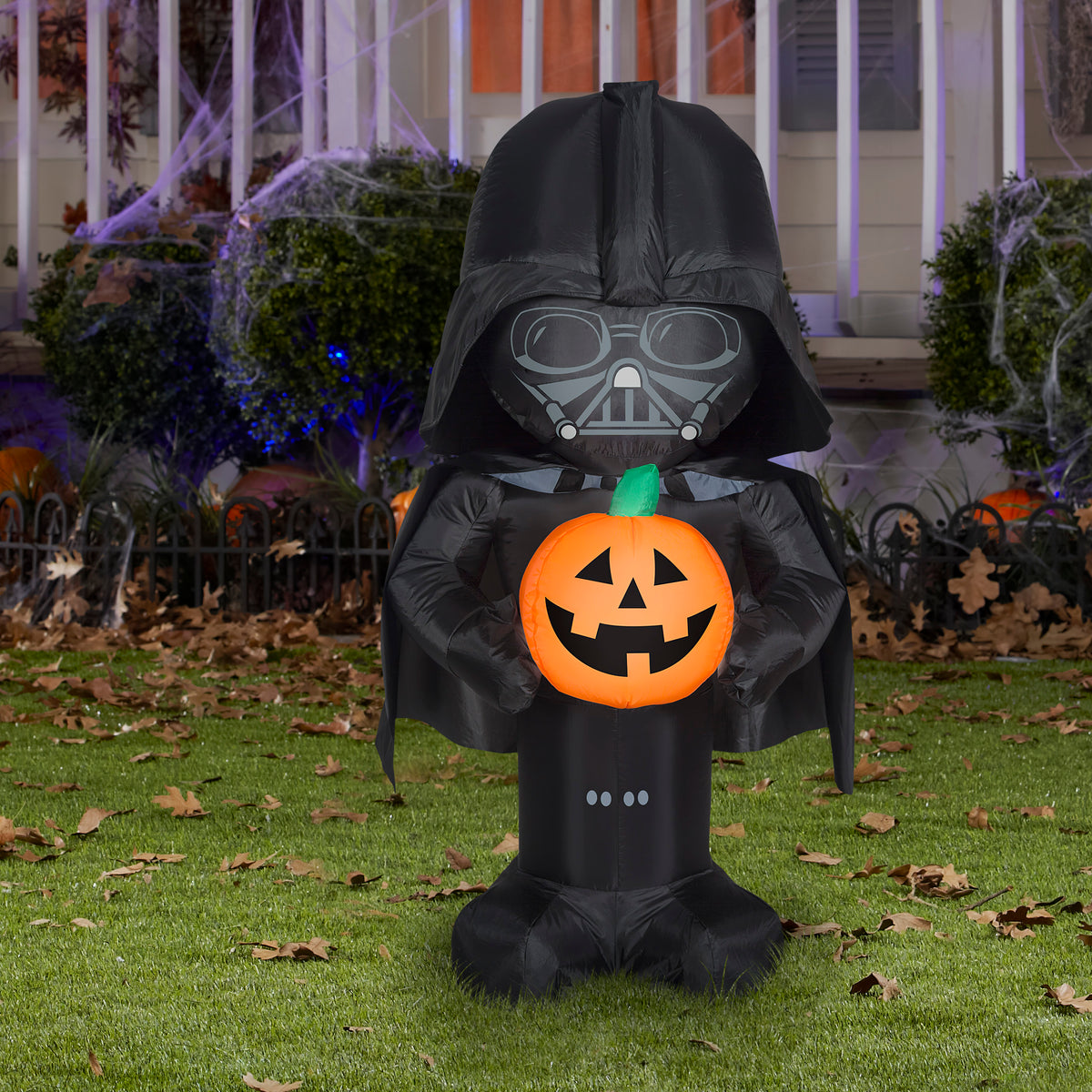 3.5' Airblown Stylized Darth Vader w/Pumpkin Star Wars Halloween Infla ...