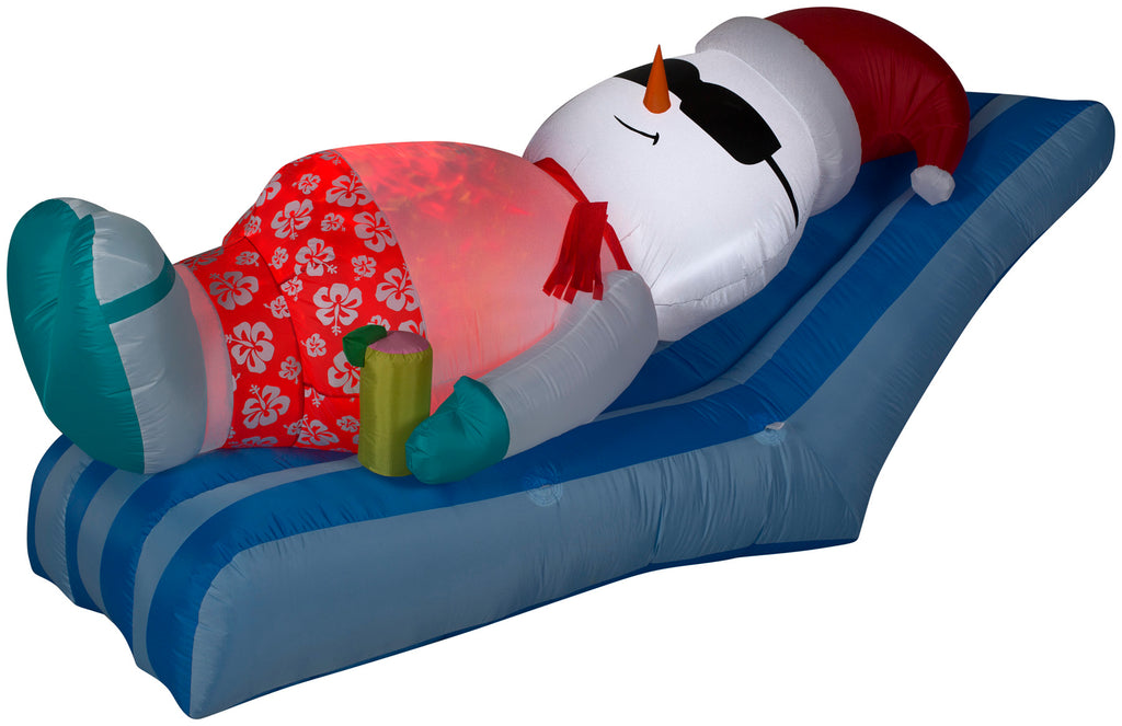 4' Projection Fire & Ice Snowman Tanning w/Sunburn Scene - Christmas I ...