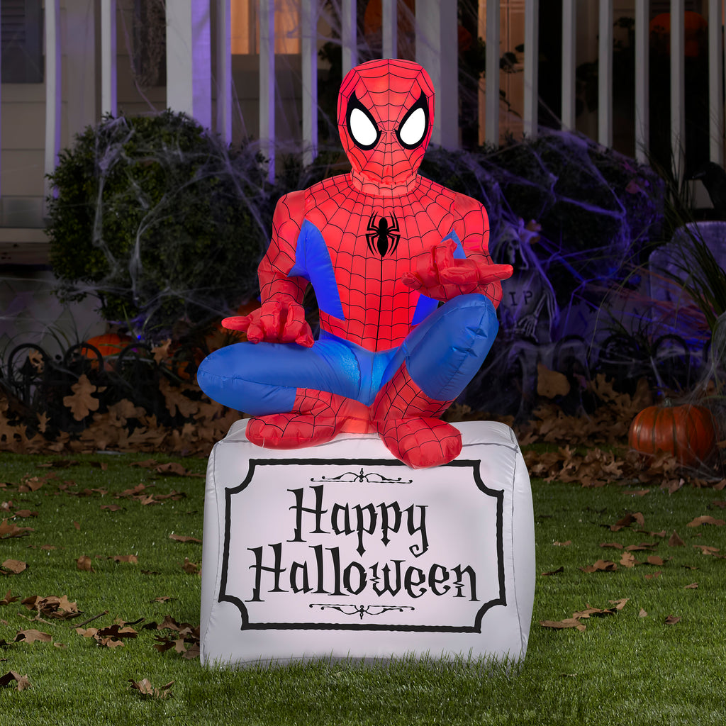 3.5' Marvel Airblown Spider Man on Tombstone Halloween Inflatable ...