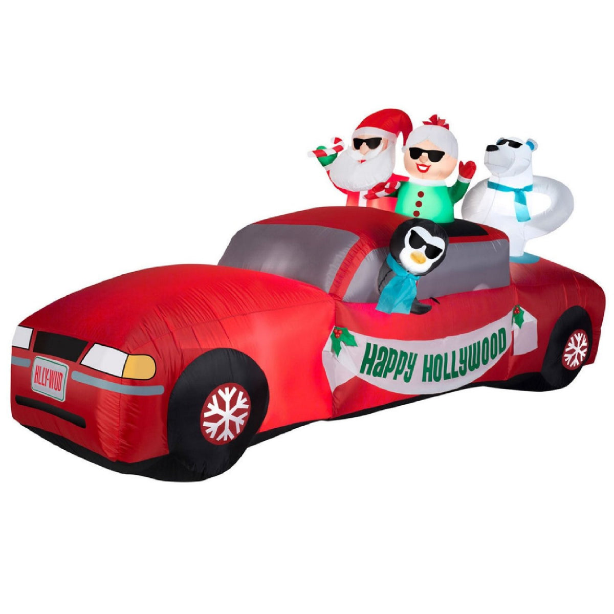 10' Airblown Santa and Mrs Claus Limo Ride Scene Giant Christmas Infla ...